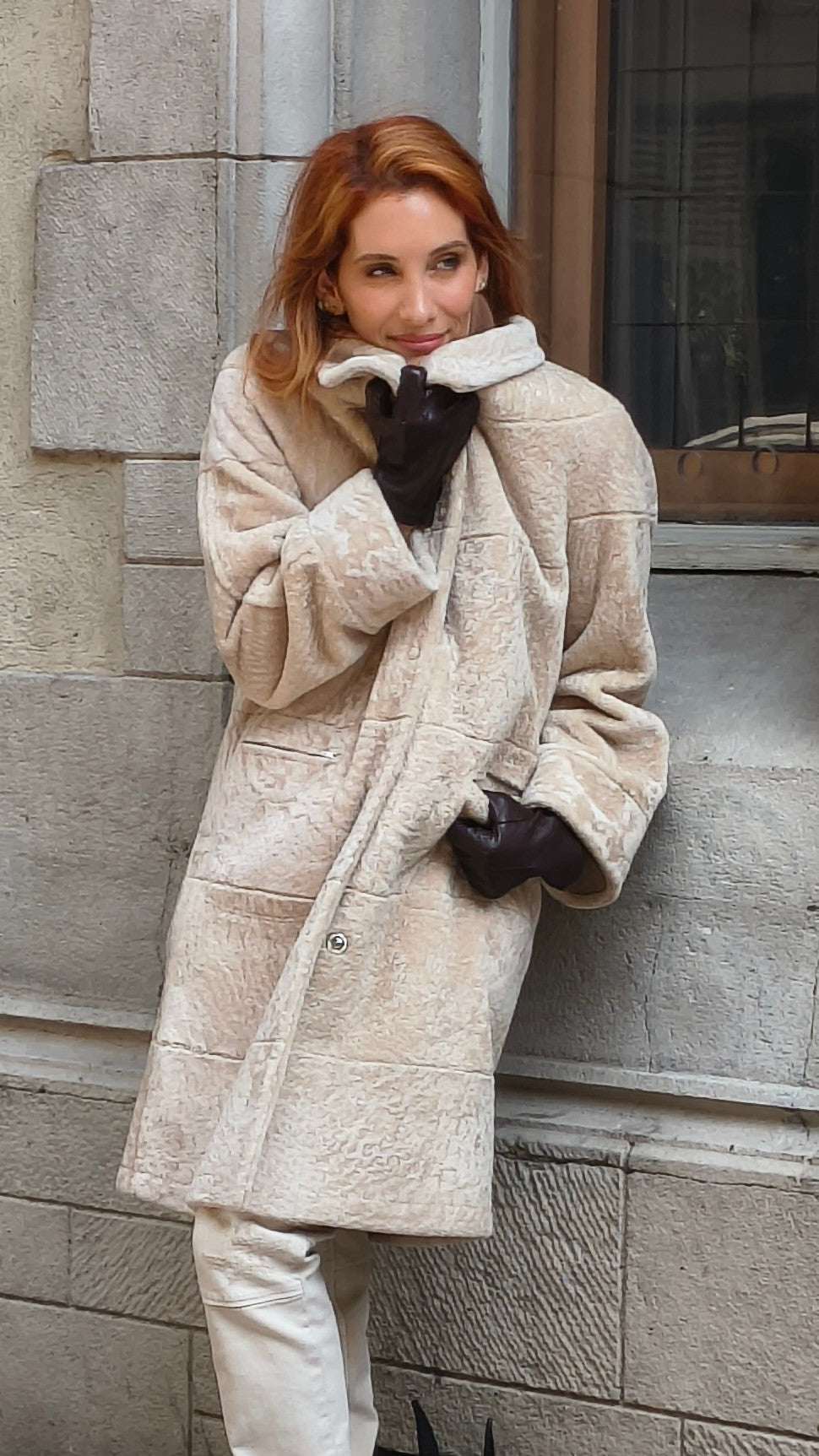 Abrigo/ Gamulán Astracán Chamonix Beige Reversible – Boloma Leathers