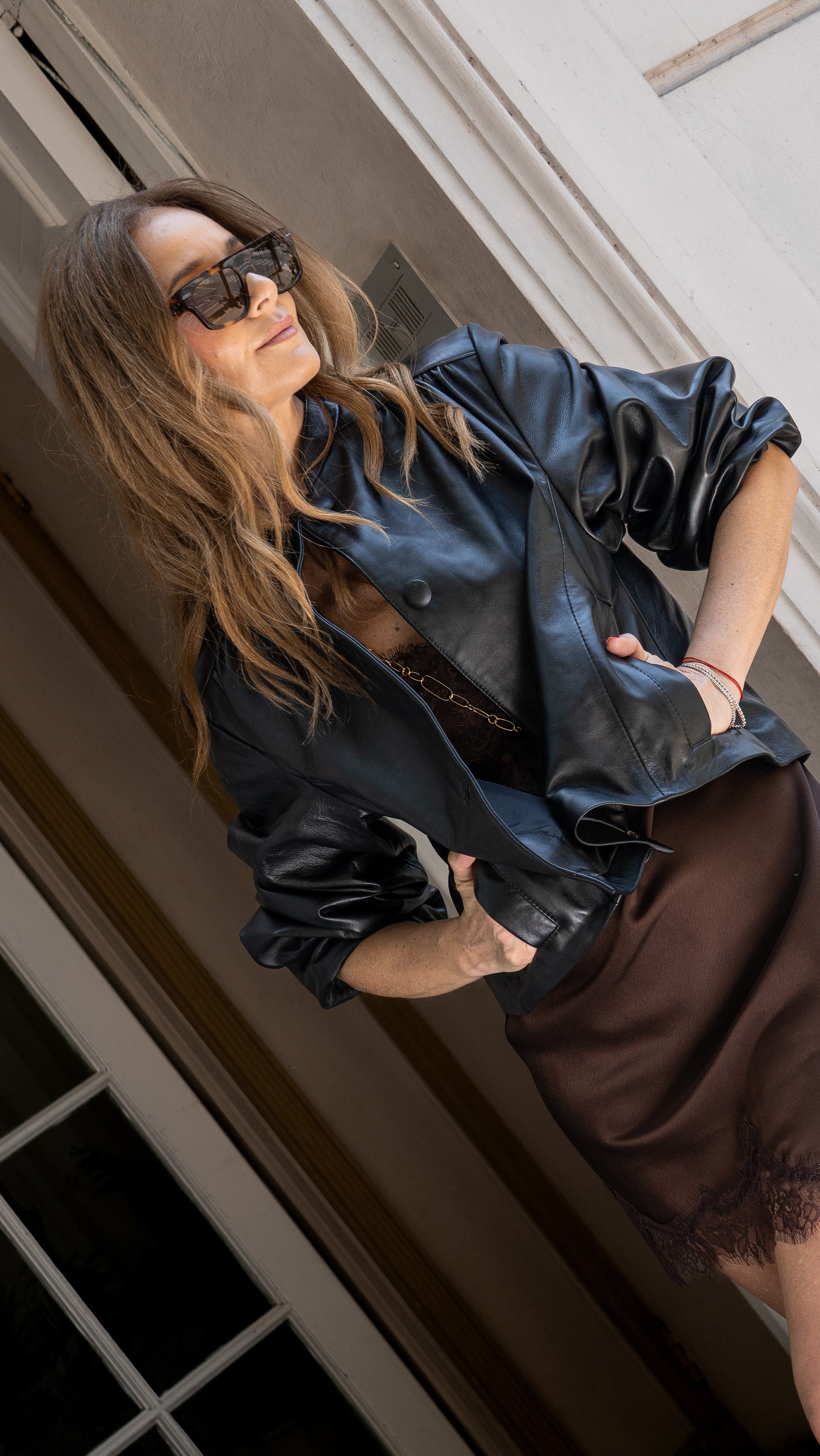 Pre-compra Chaqueta Cuero Kara Negro – Boloma Leathers